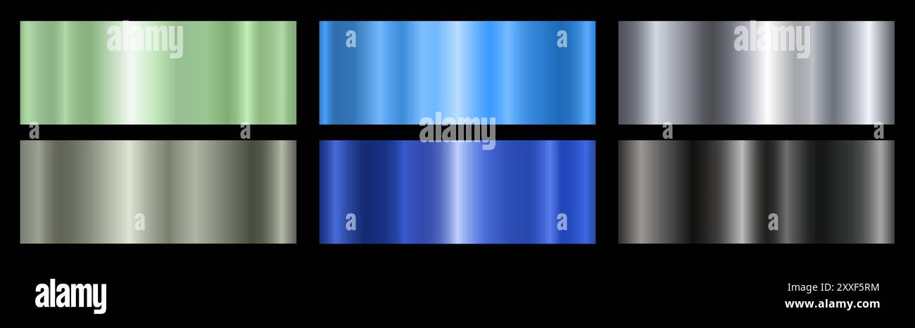 A set of colored metallic gradients on a black background Stock Vector ...