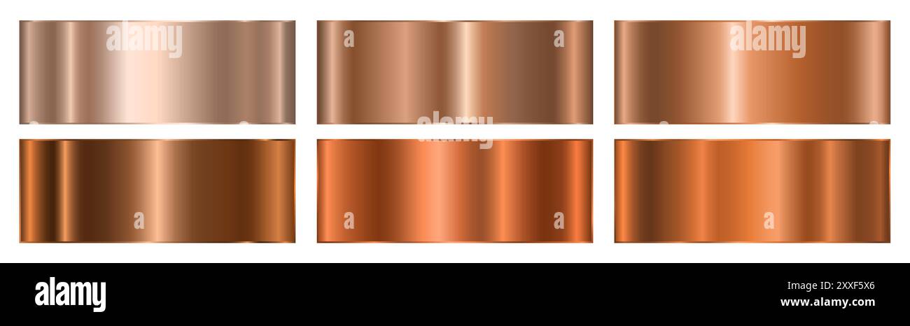Copper metal gradients with a white background. A pattern with a shiny ...