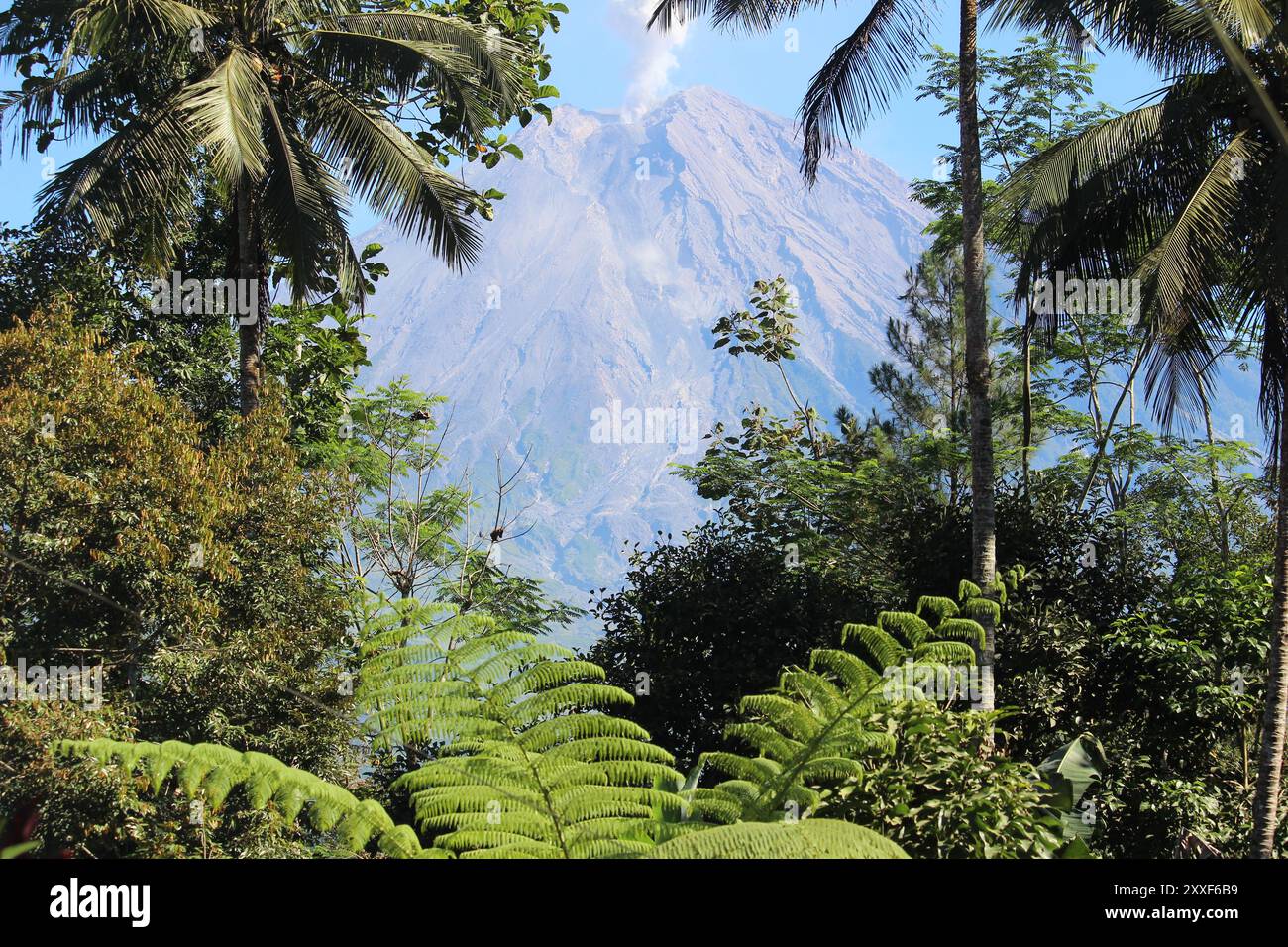 close up of Mount Semeru, the highest mountain on the island of Java ...