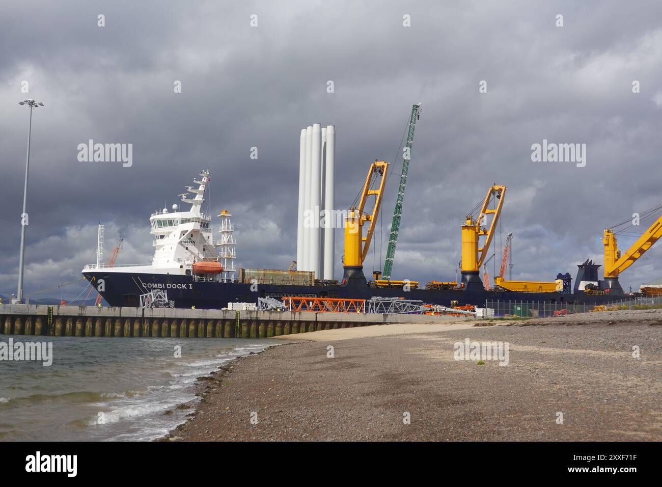Combi Dock 1 a general cargo vessel and heavy load carrier docked at ...