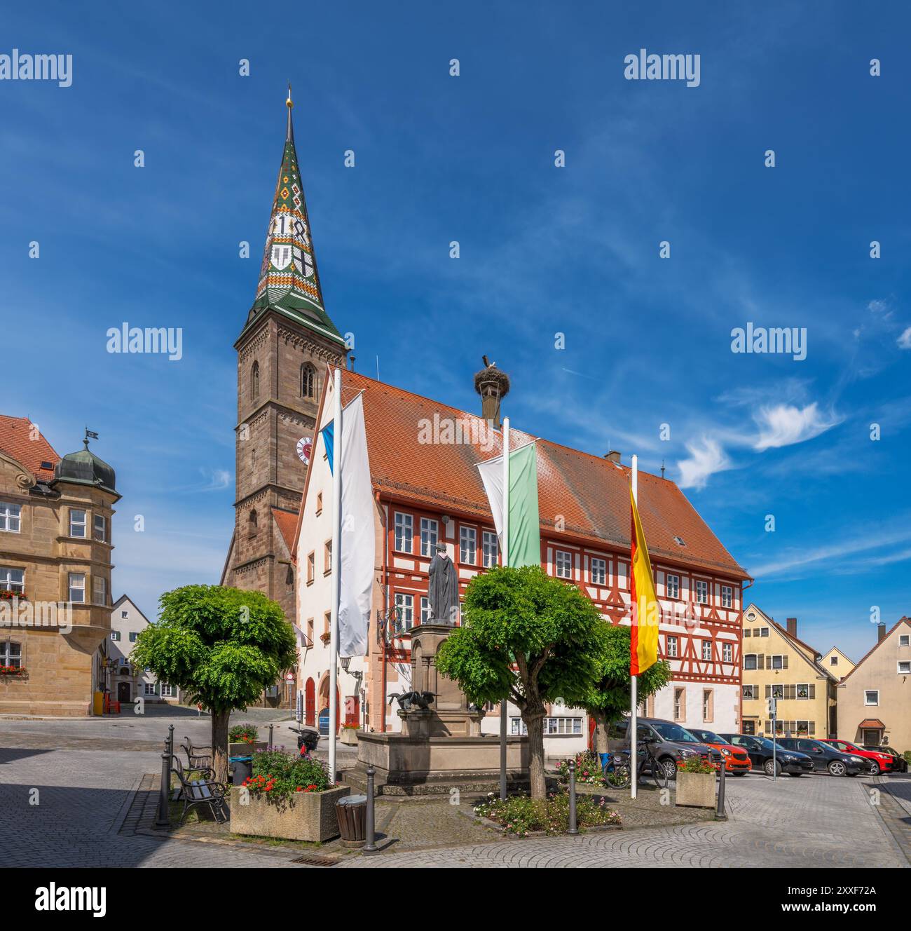 Church in the historic old town of Wolframs-Eschenbach (Franconia ...