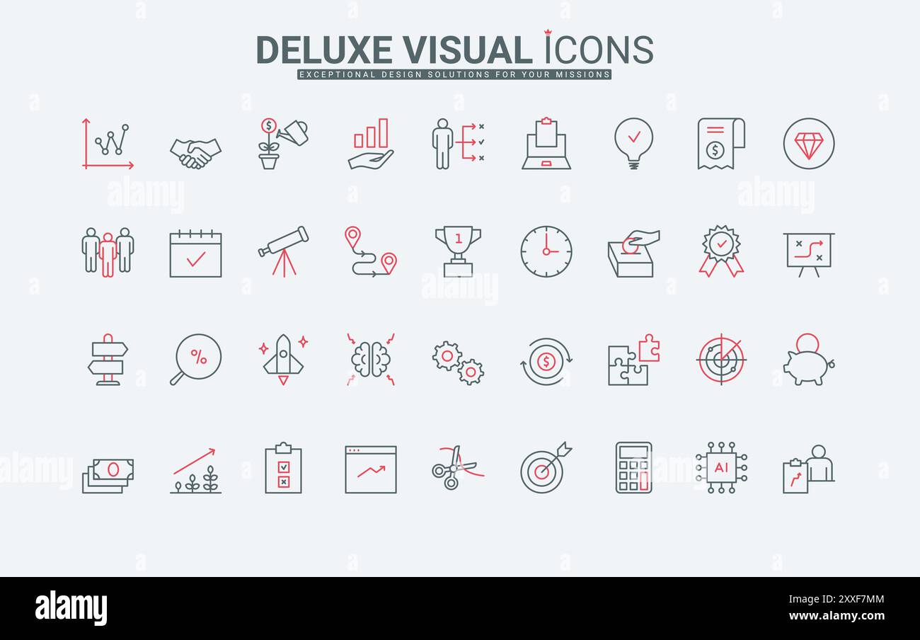 Business startup, strategy and launch plan line icon set. Rocket and ...