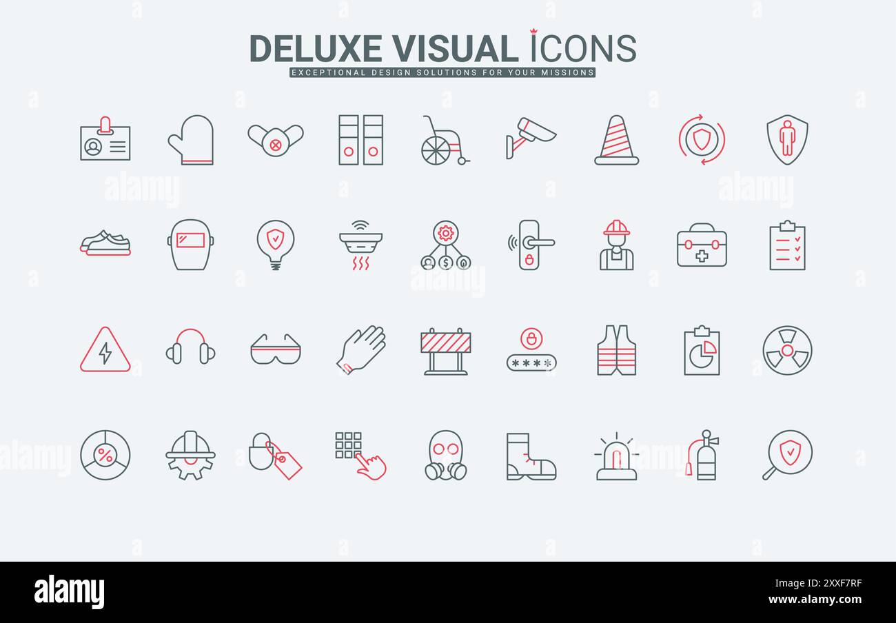 Health safety regulations at work line icons set. Personal secure ...