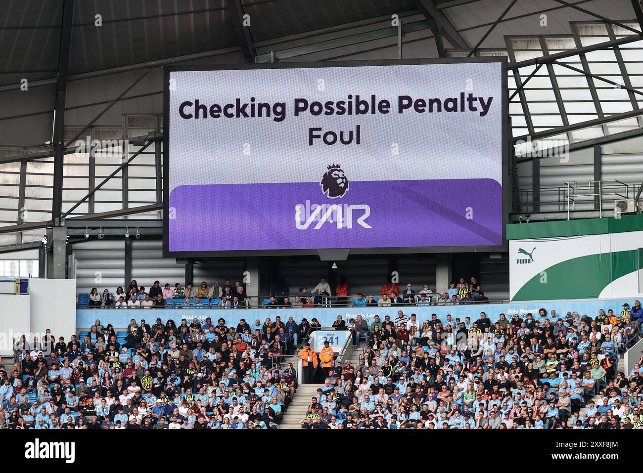 VAR penalty check on Leif Davis of Ipswich Town during the Premier ...