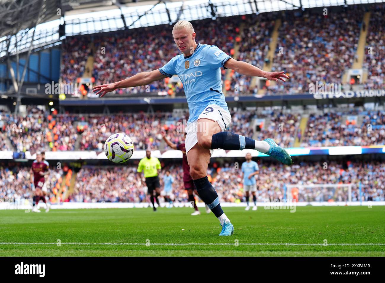 Manchester City's Erling Haaland in action during the Premier League ...