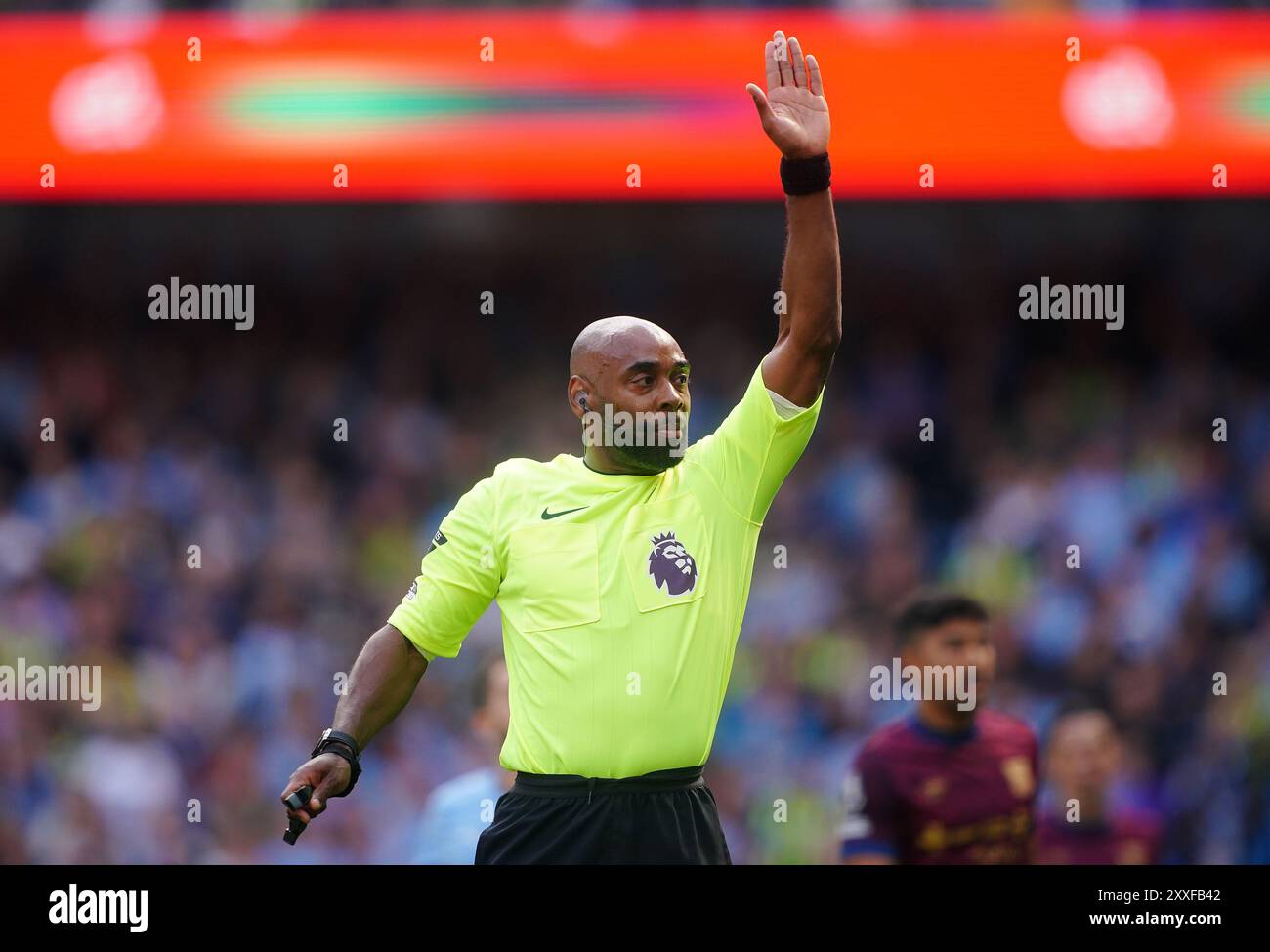 Match referee Sam Allison during the Premier League match at the Etihad ...