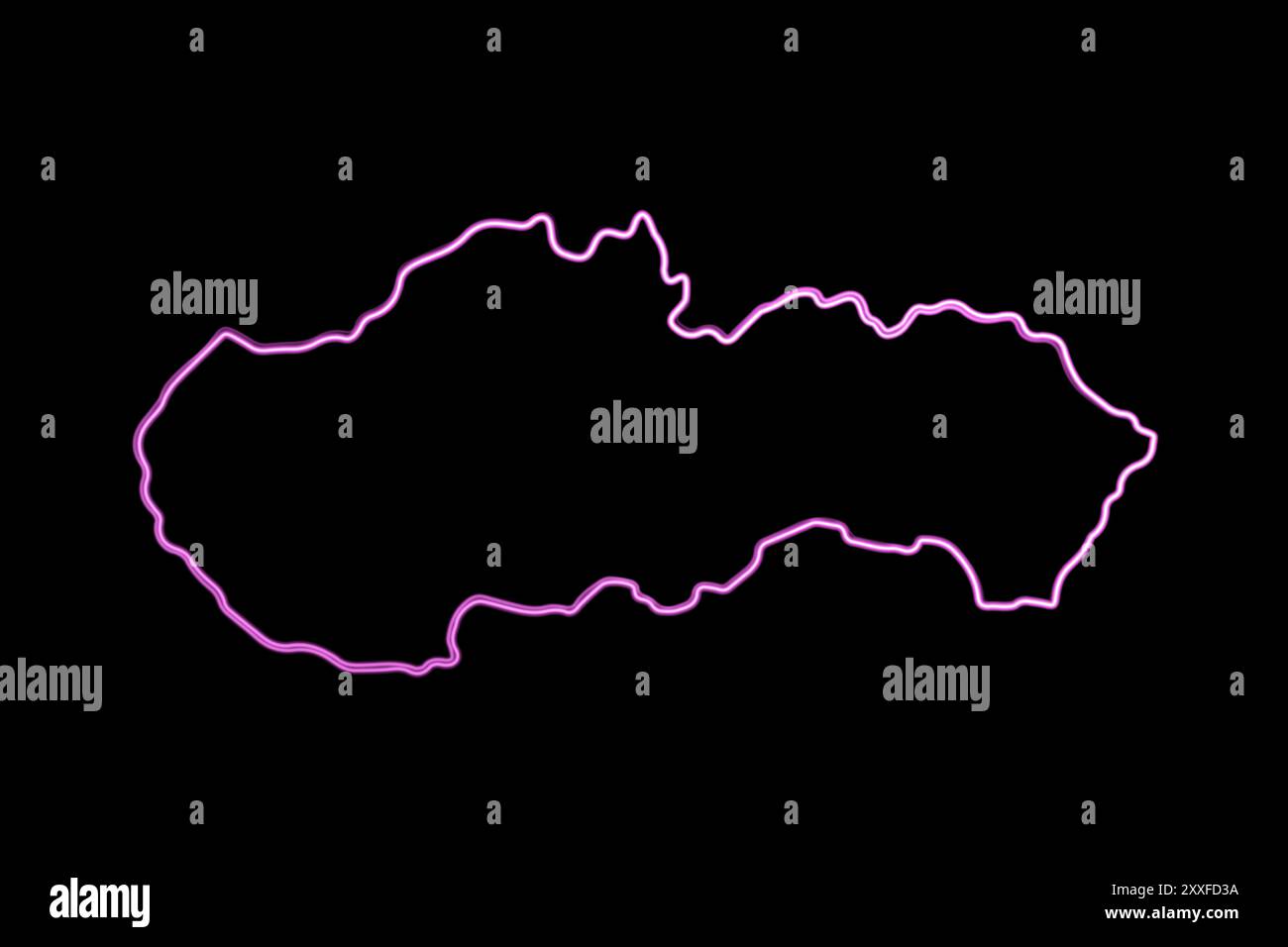 Vector isolated illustration of Slovakia map with neon effect. A simple ...