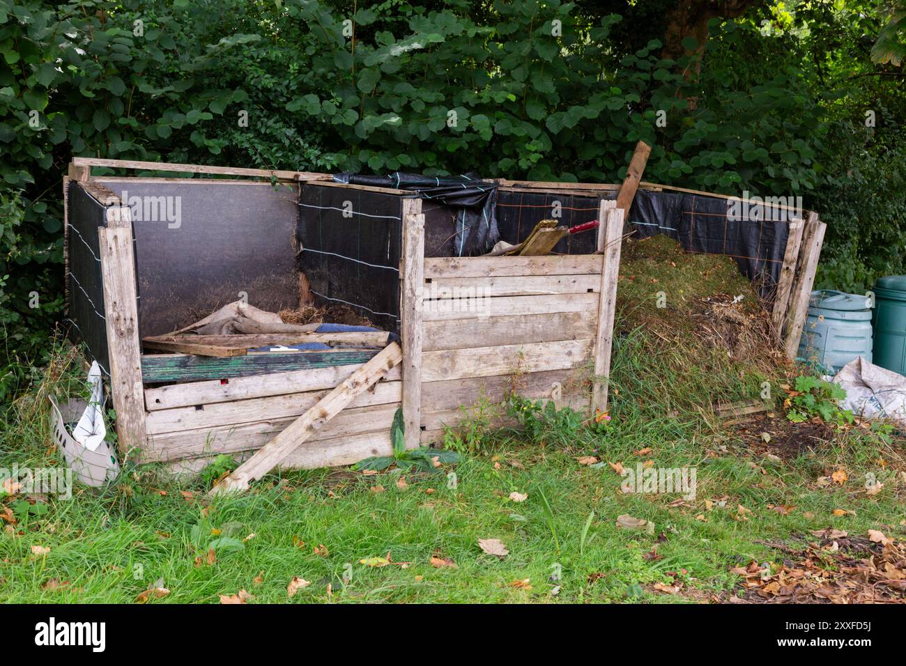 Wooden composting frames in a garden, UK. 2024 Stock Photo - Alamy