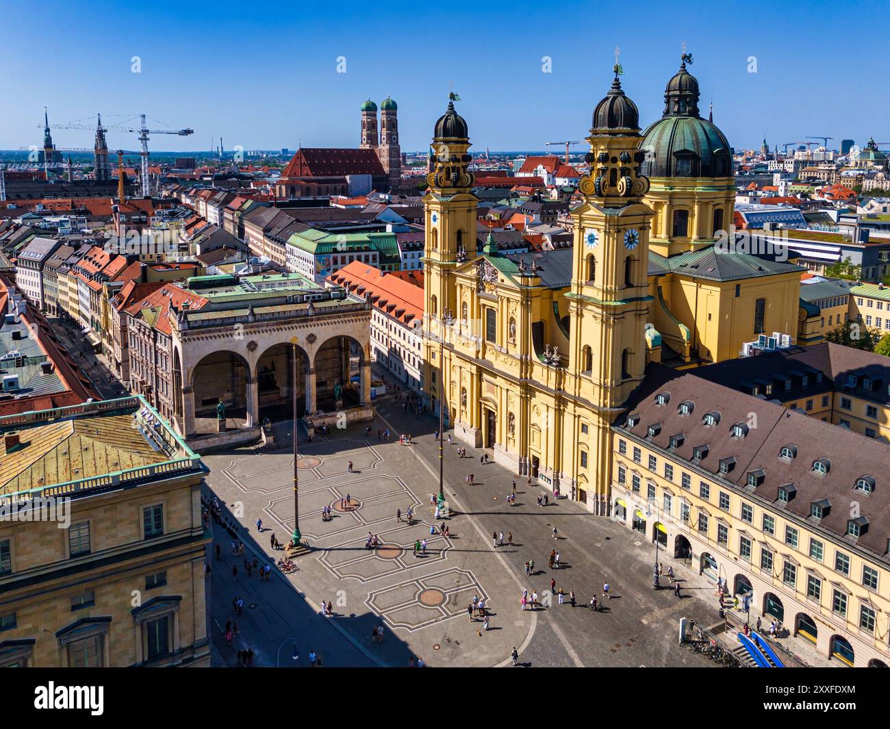 Front view of Theatinerkirche baroque architecture in Munich, Germany ...