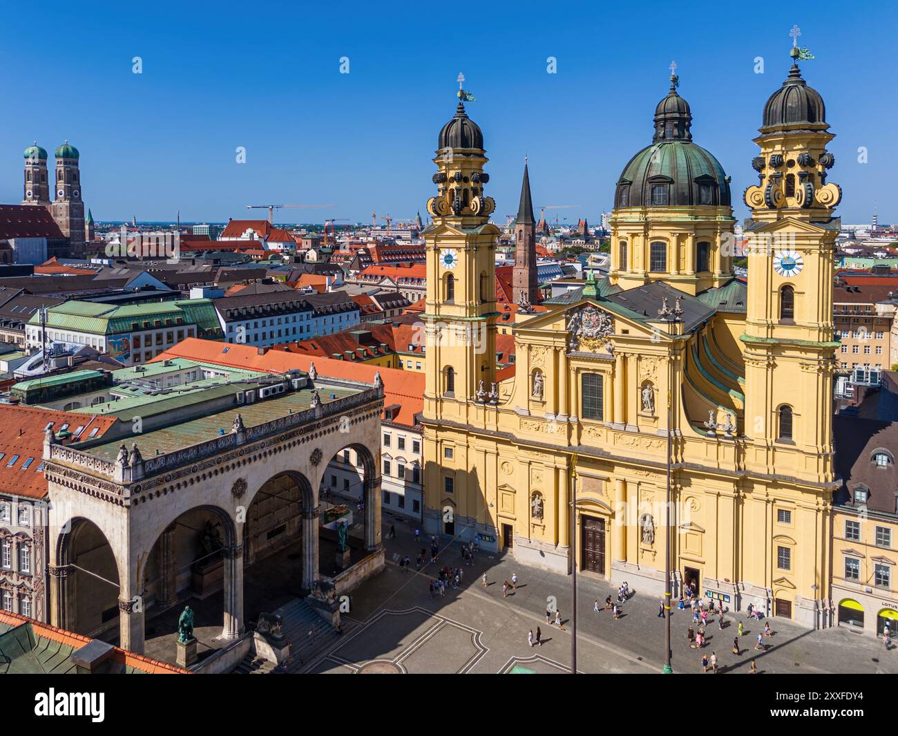 Front view of Theatinerkirche baroque architecture in Munich, Germany ...