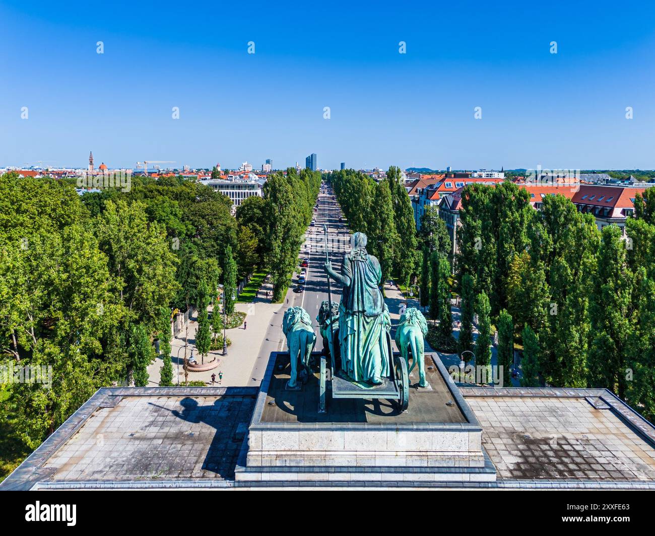 The Siegestor or Victory Gate in Munich memorial arch, crowned with a ...