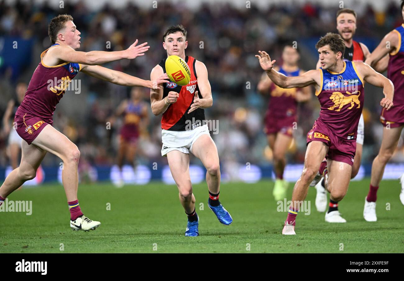 Brisbane, Australia. 24th Aug, 2024. Archie Roberts (centre) of the ...