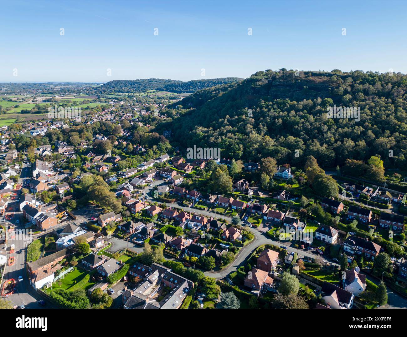 Helsby villagel, Cheshire, England, slow approach view Stock Photo - Alamy
