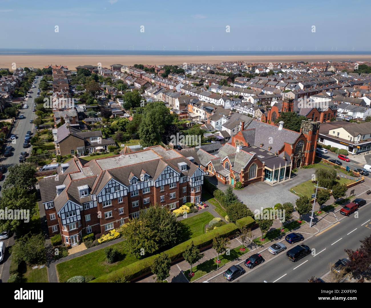 Aerial view of Hoylake village on the Wirral, Merseyside, England Stock ...