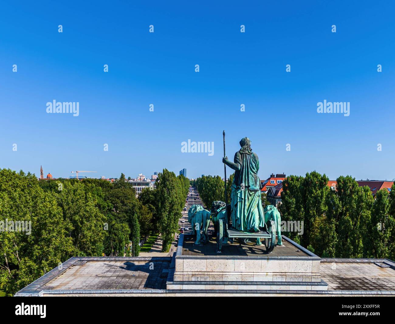 The Siegestor or Victory Gate in Munich memorial arch, crowned with a ...
