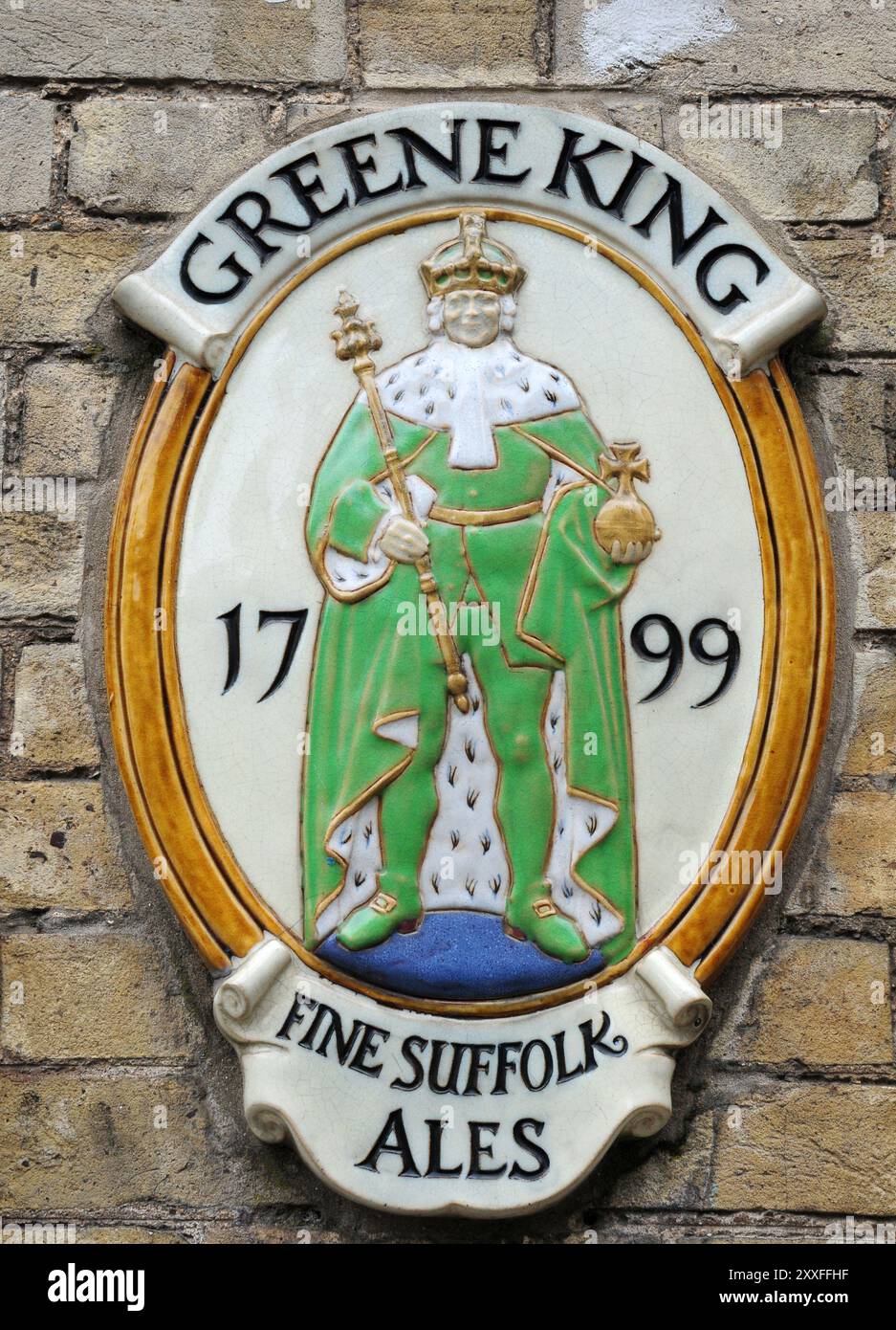 Wall plaque for Greene King Ales Stock Photo - Alamy
