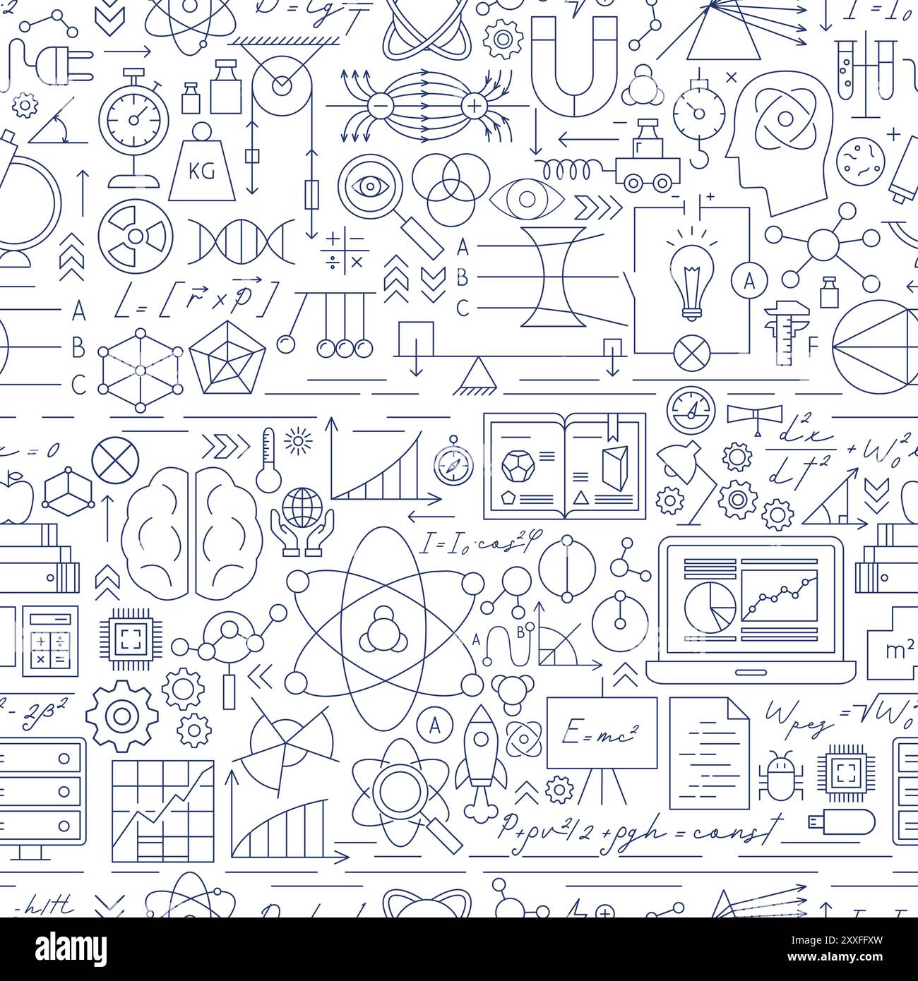 Physics Science Line Seamless Pattern Stock Vector Image & Art - Alamy
