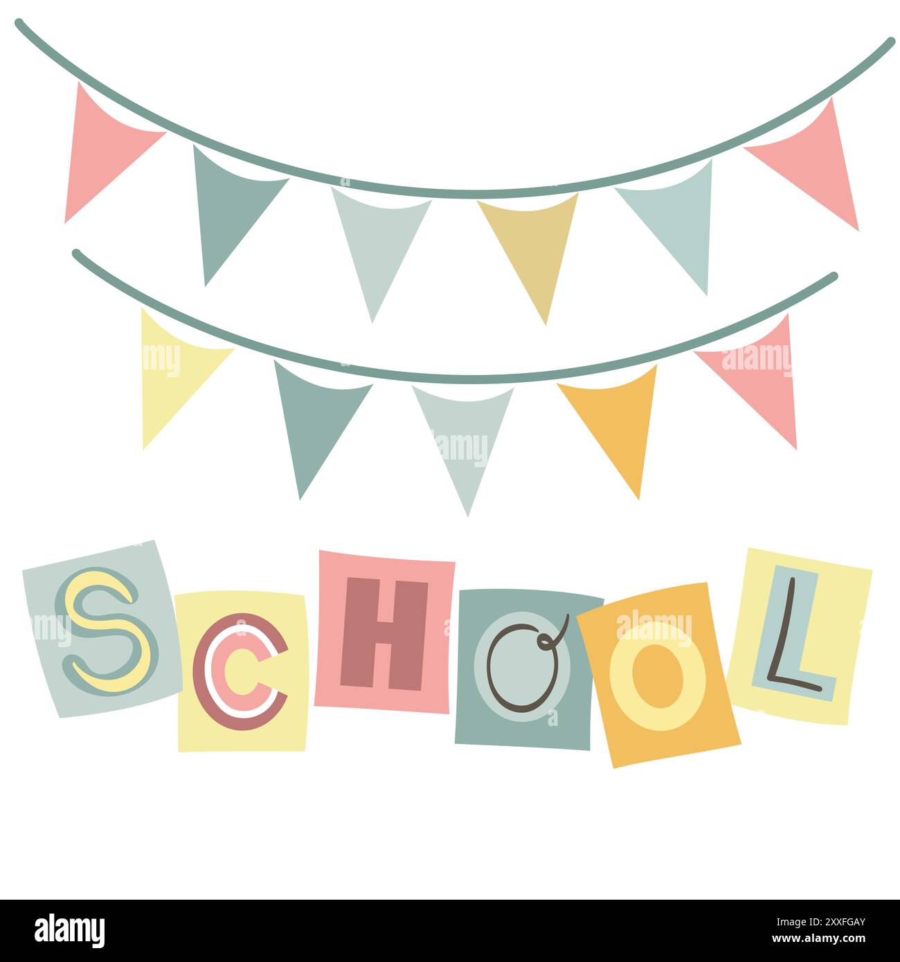 Vector hand drawn illustration of garland isolated on white background ...