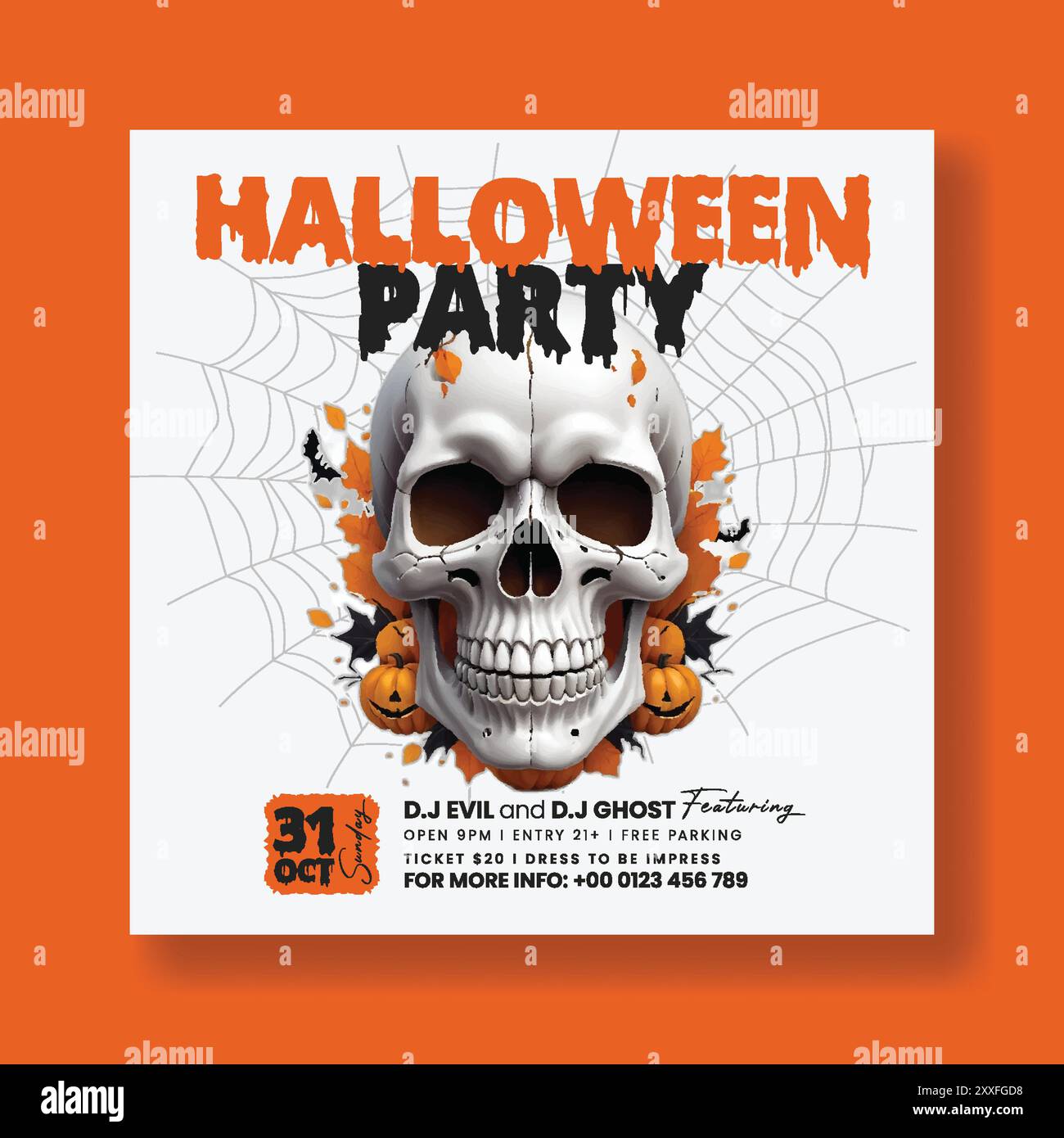 Halloween costume contest party social media post banner or square ...