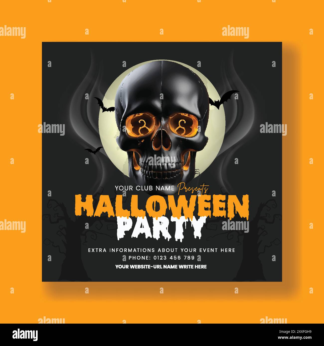Halloween night party social media post banner template Stock Vector ...