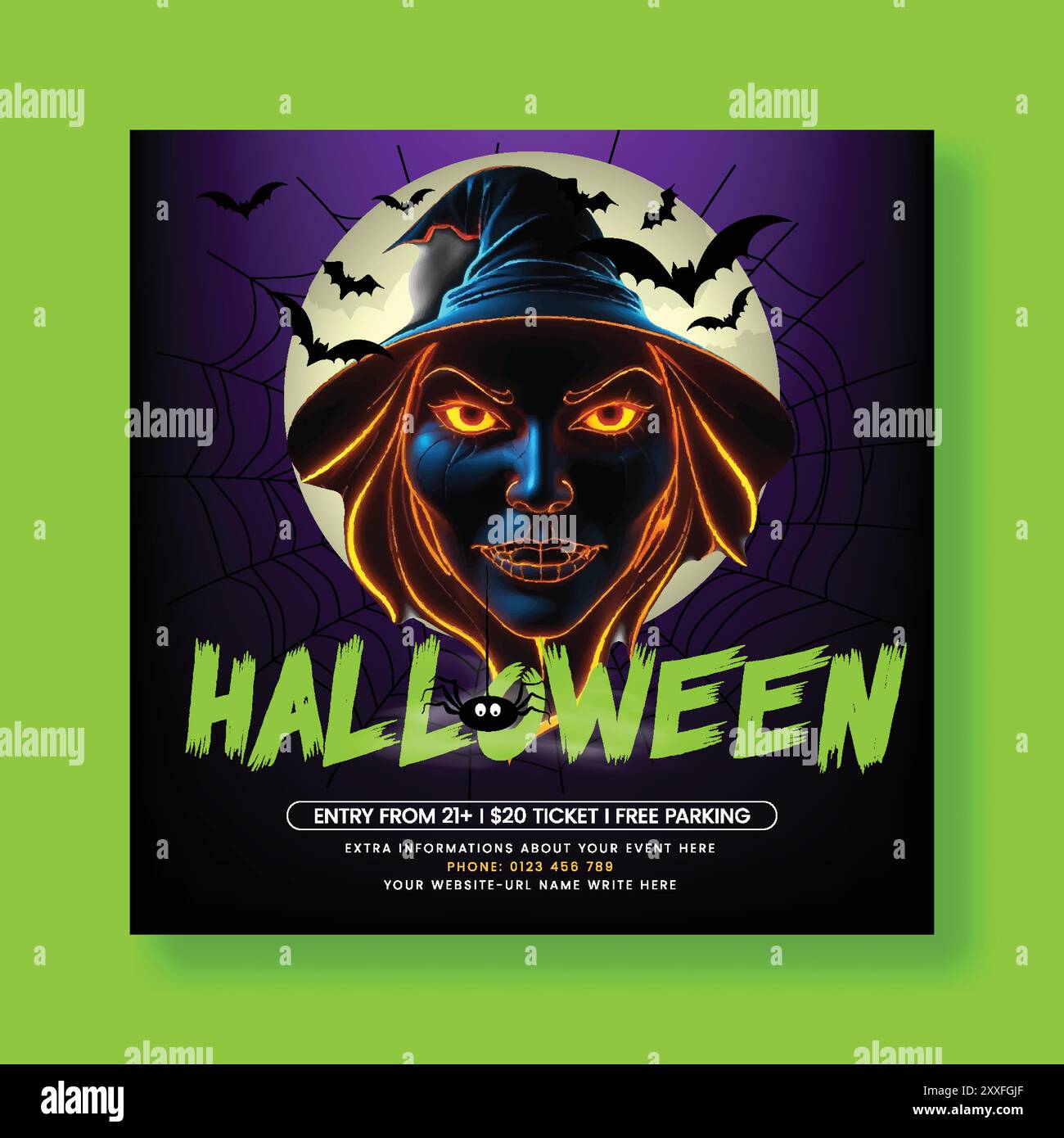 Halloween costume contest party social media post banner or square ...