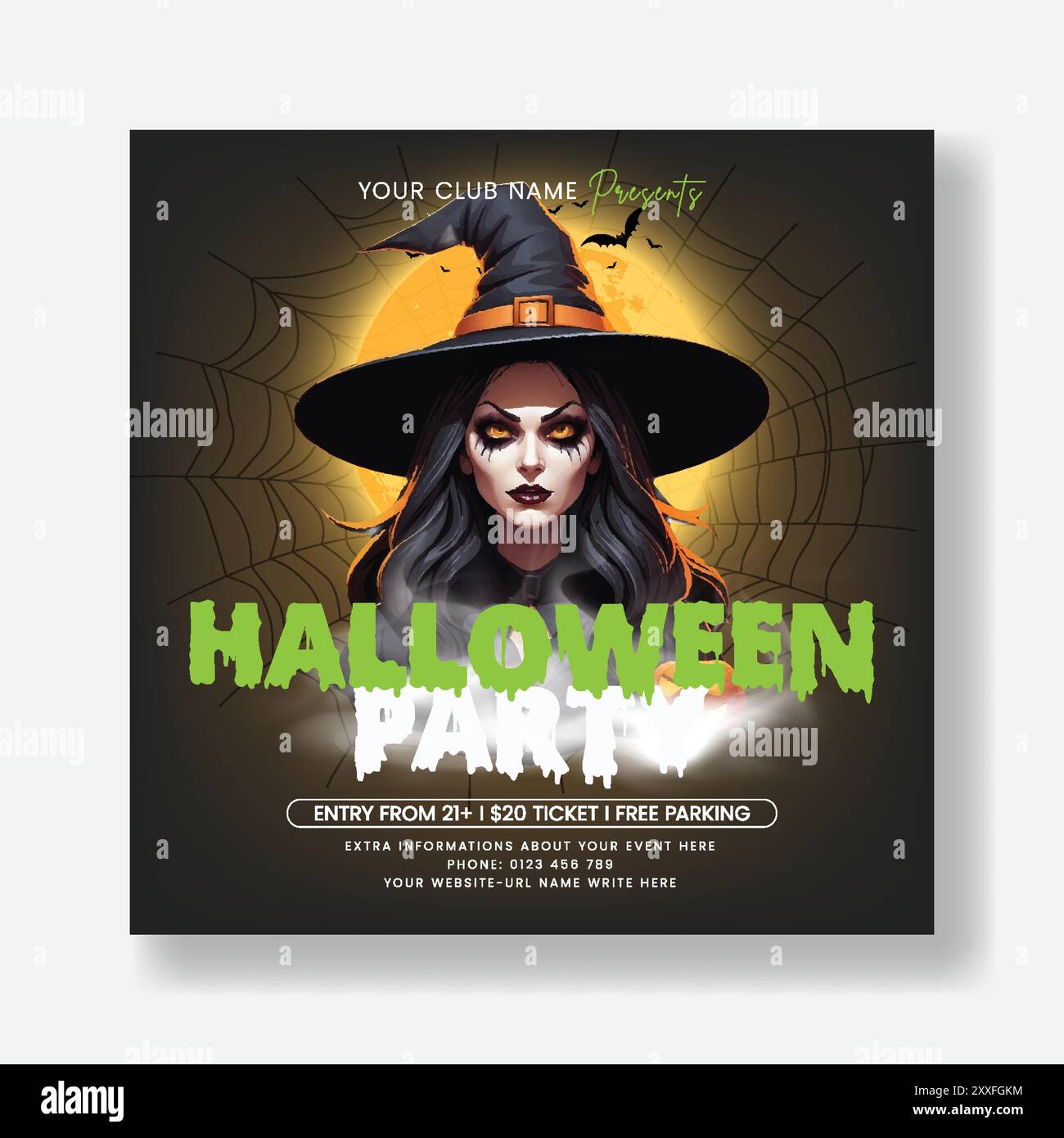 Halloween costume contest party social media post banner or square ...