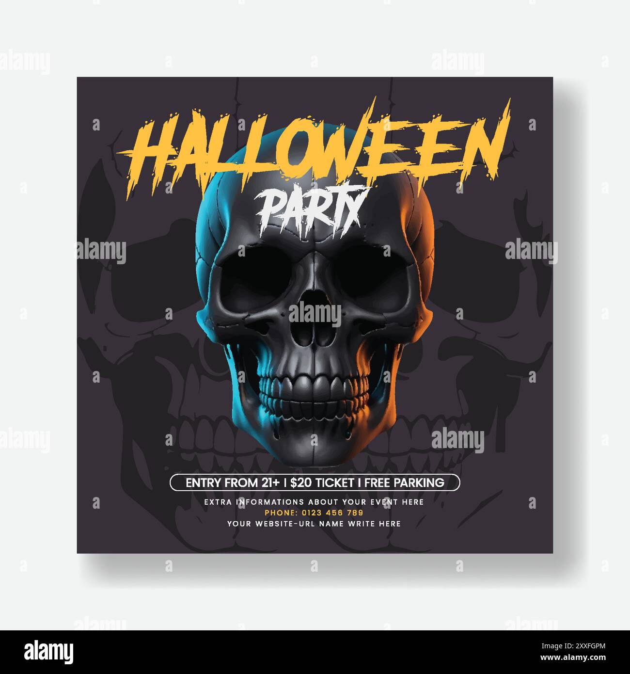 Halloween costume contest party social media post banner or square ...