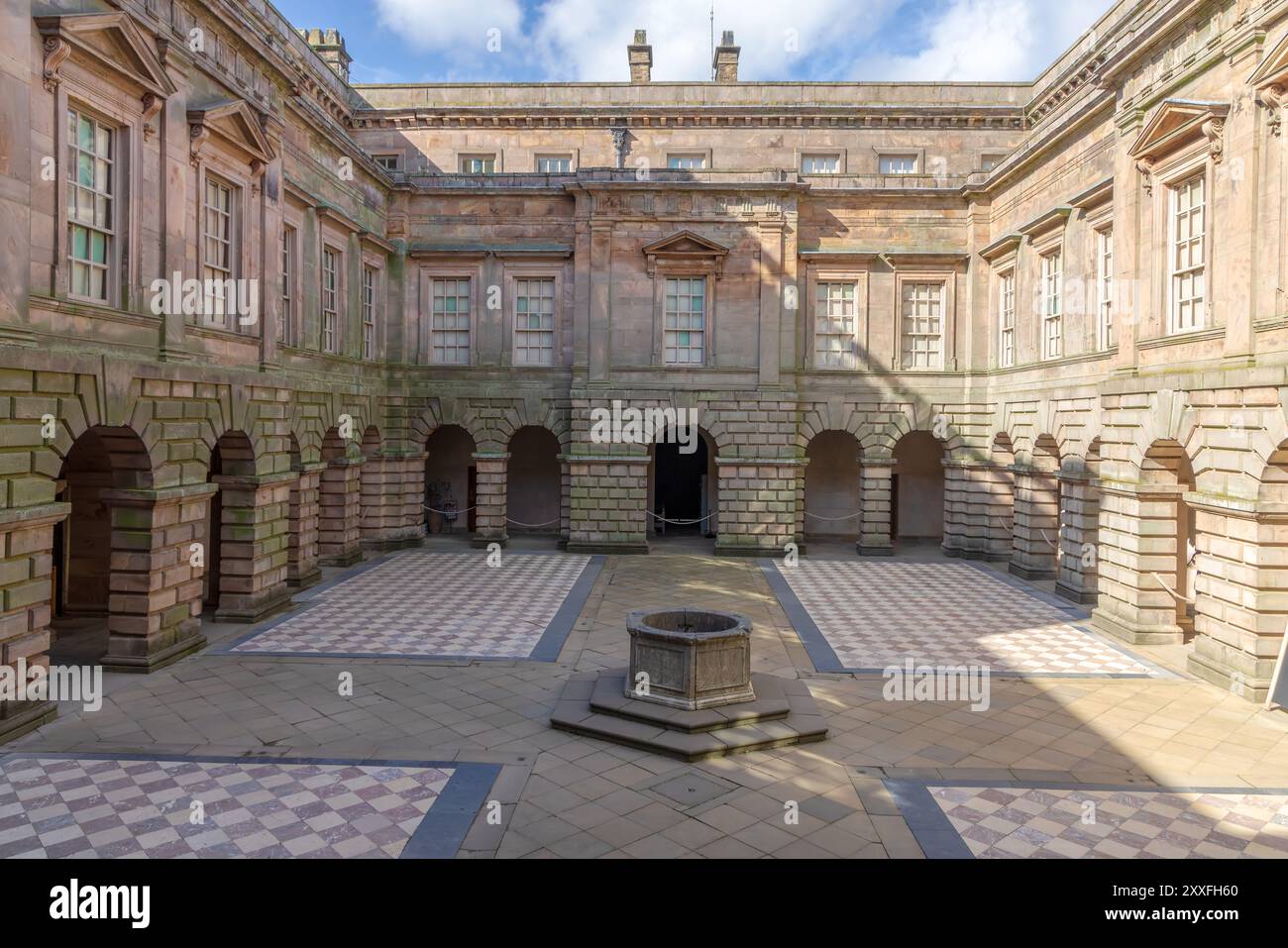 The Palladian Courtyard and main entrance at Lyme Hall, Lyme Park in ...