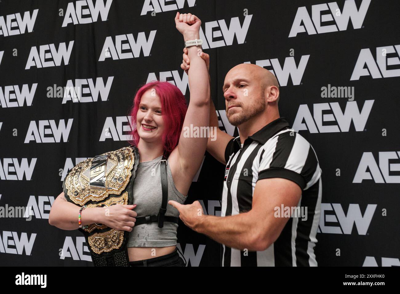 London, UK. 24 August, 2024. AEW Hosts a fan event at Boxpark Wembley ...