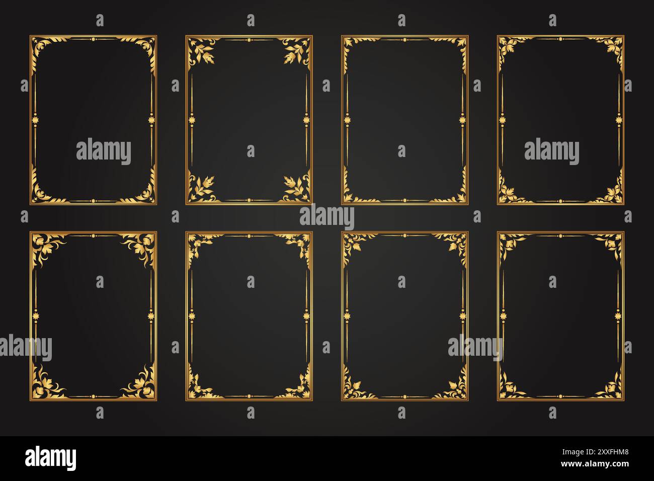 Decorative gold frames. Retro ornamental frame, vintage rectangle ...