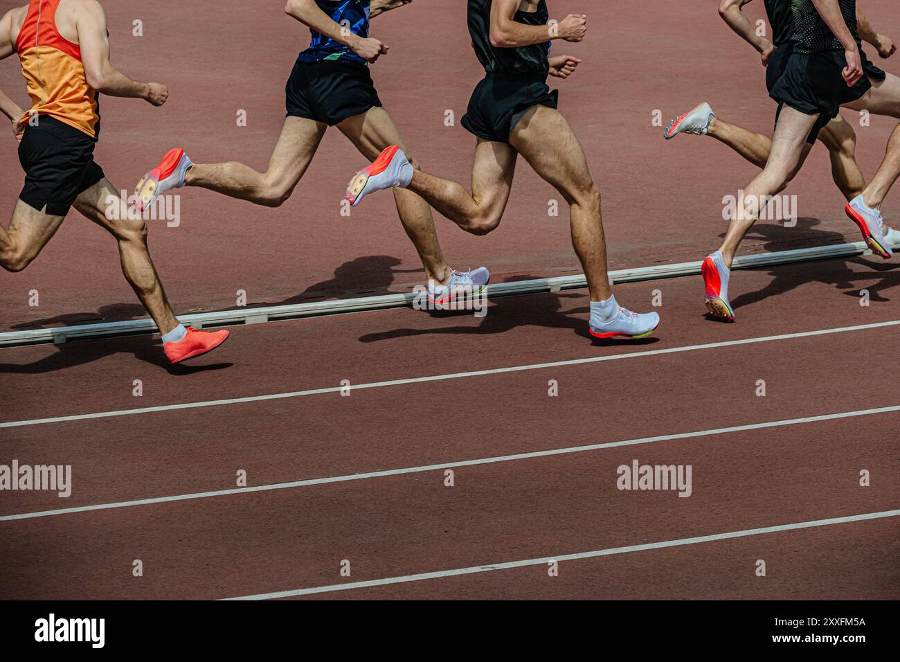 athletics competition group athletes running 800 meters at stadium ...
