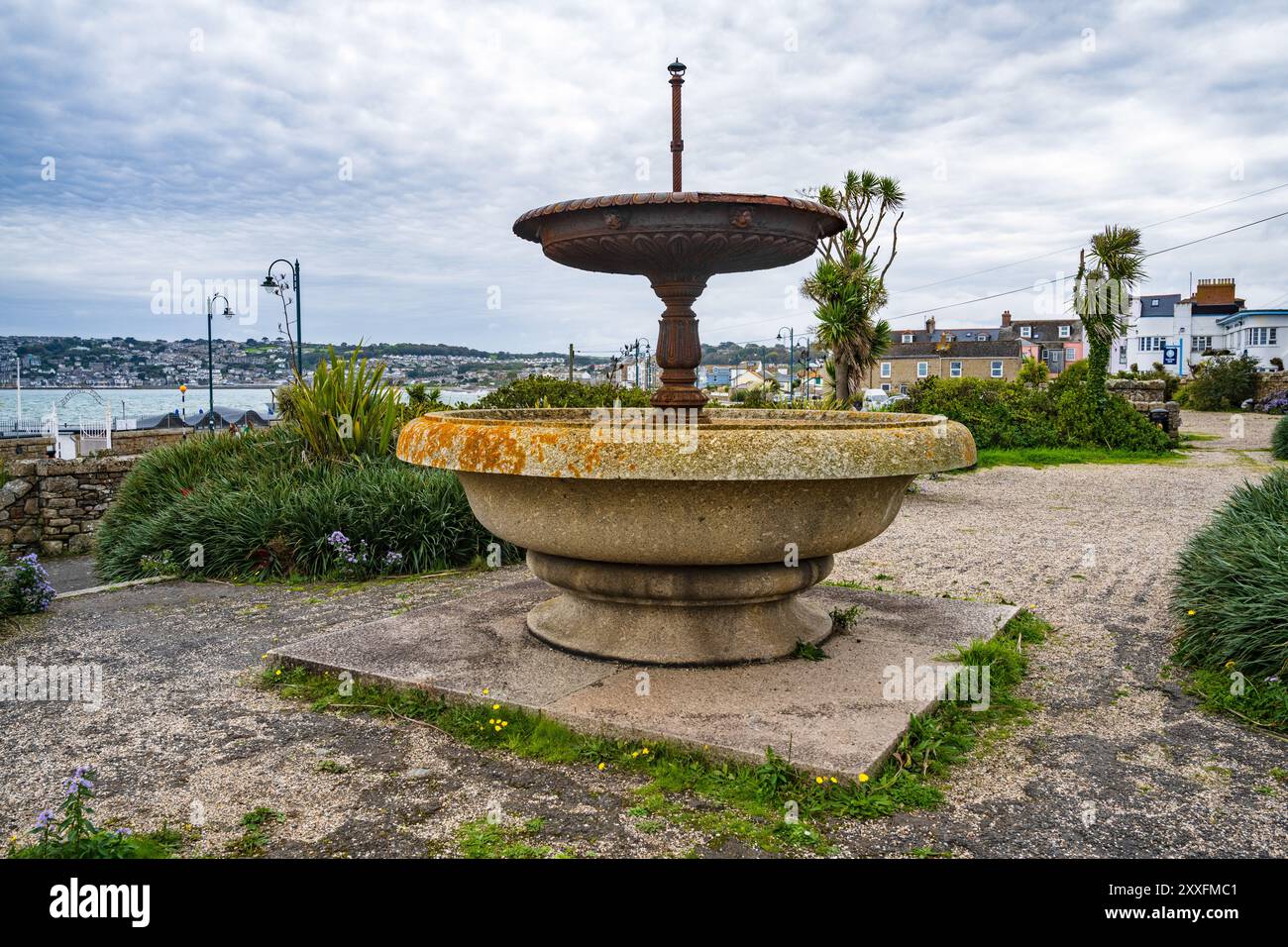 Fountain bowl carved from a single block of granite, St Anthony Gardens ...