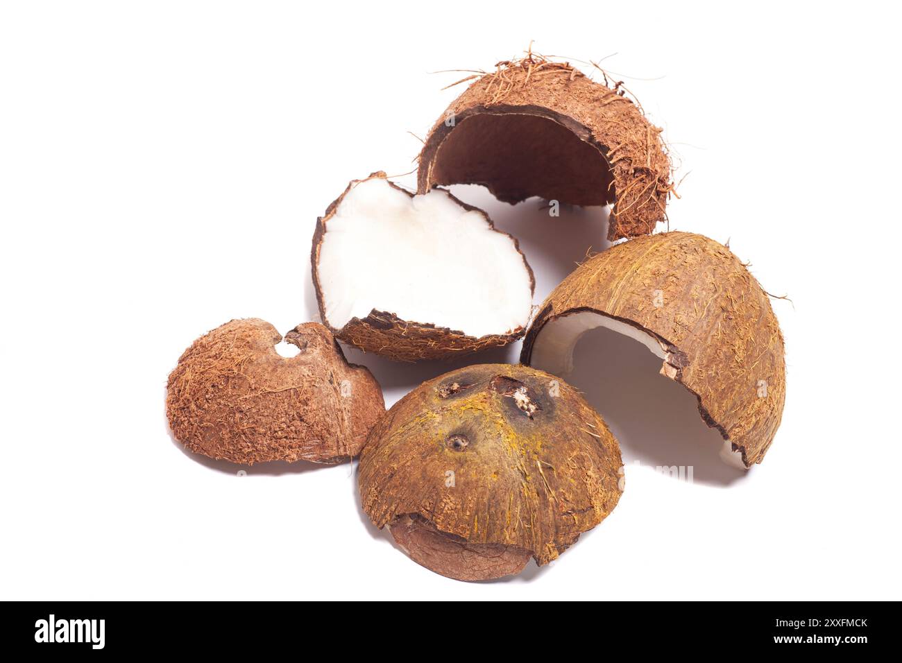 Coconut peel isolated on white background Stock Photo - Alamy