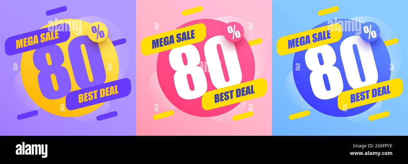 80 percent Off. Discount creative composition. Mega Sale. Vector ...