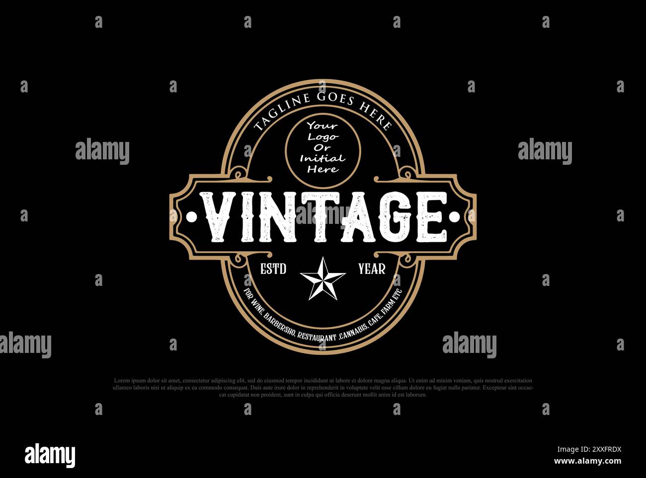 Elegant Luxury Old Classic Vintage Retro Badge Emblem Label Logo Design ...