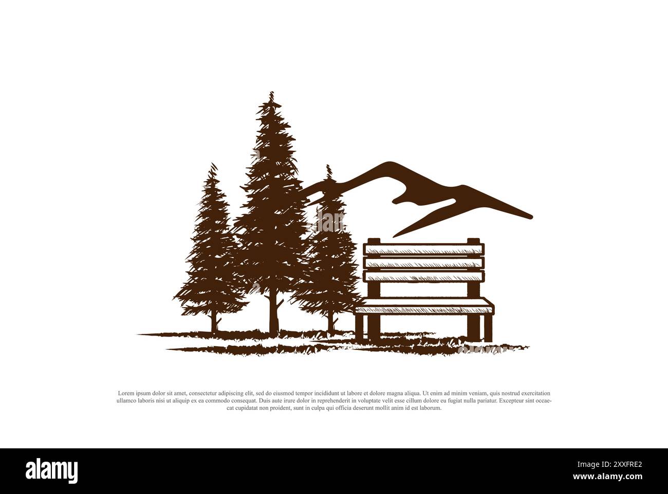 Rustic garden bench Stock Vector Images - Alamy