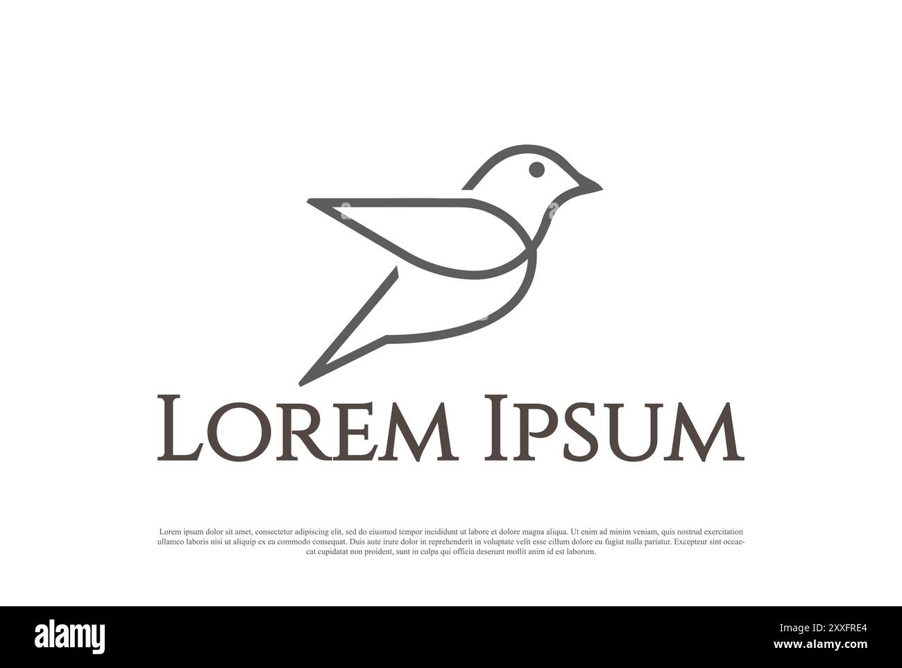 Simple Minimalist Pigeon Dove Canary or Robin Bird Line Outline Logo Design Vector Stock Vector ...