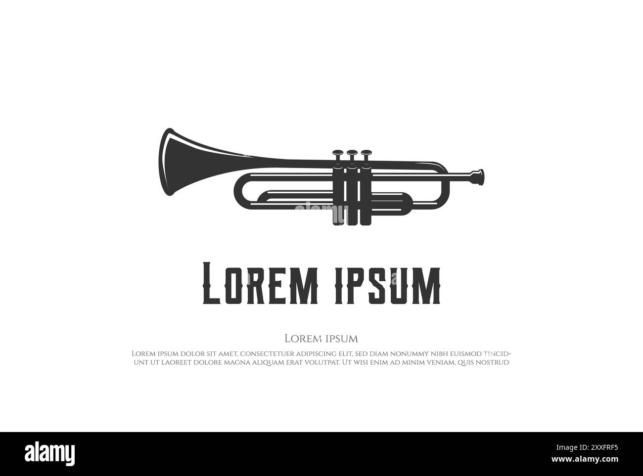 Vintage Rustic Retro Trumpet for Jazz Music Concert Show Logo Design ...