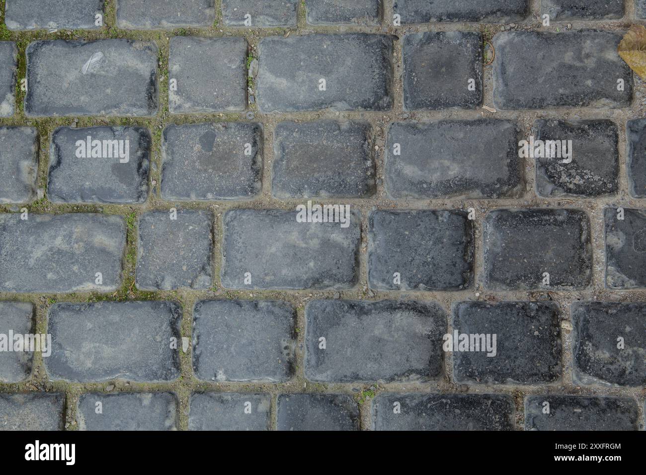 Closeup texture of an old stoneblock pavement cobbled with square ...