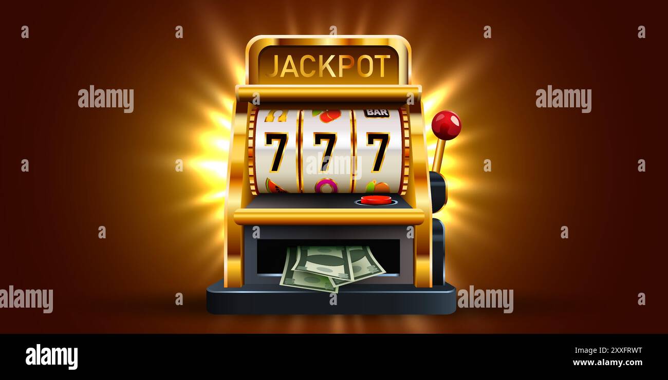 Golden slot machine wins the jackpot. 777 Big win concept. Casino ...