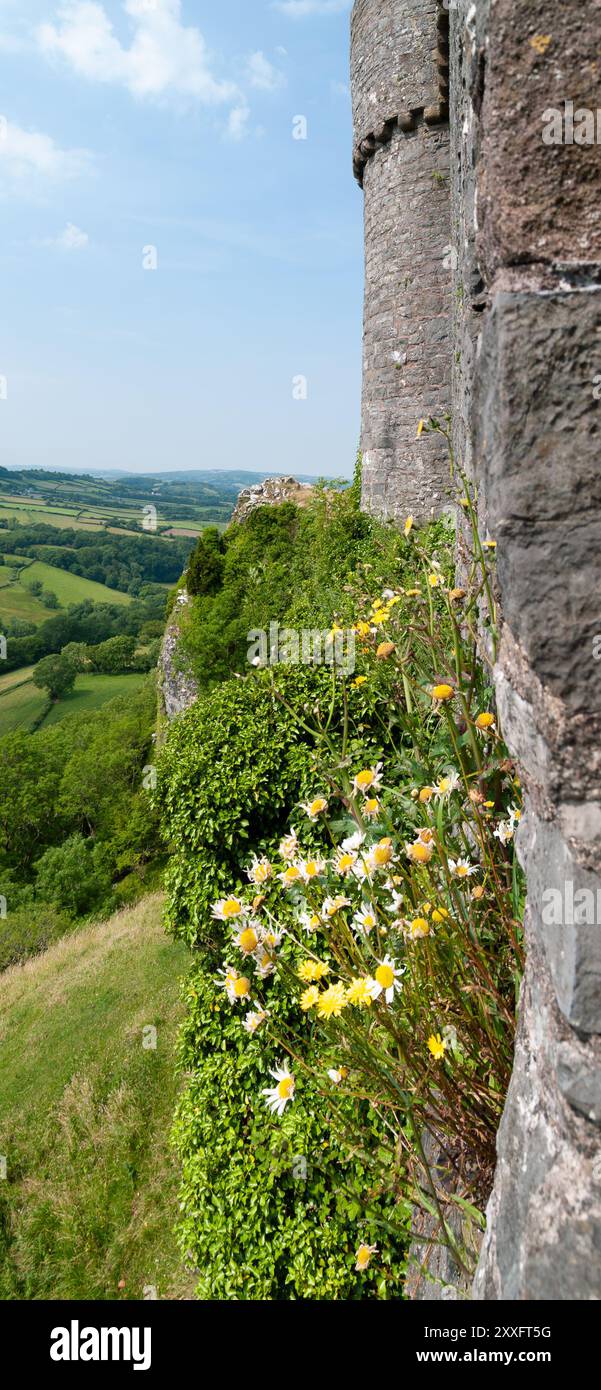 A view out of a window in the south wall of Carreg Cennen Castle ...