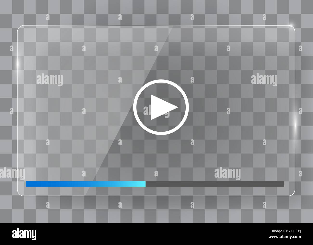 Flat transparent glass video player template for web and mobile apps ...