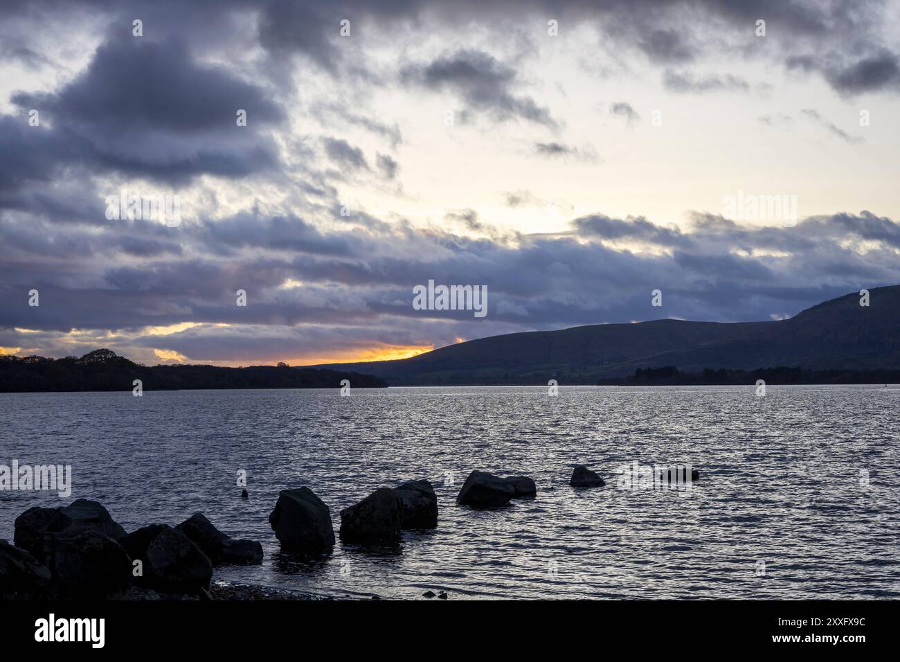 Sunset at Milarrochy Bay, Loch Lomond, Scotland Stock Photo - Alamy
