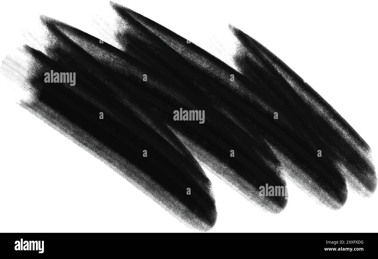 Grunge Paint stripe. Distressed banner. Black isolated paintbrush. Dry ...