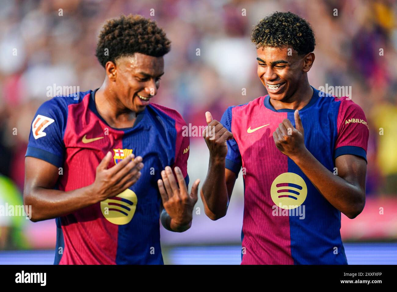 Lamine Yamal of FC Barcelona celebrates the 1-0Lamine Yamal of FC ...