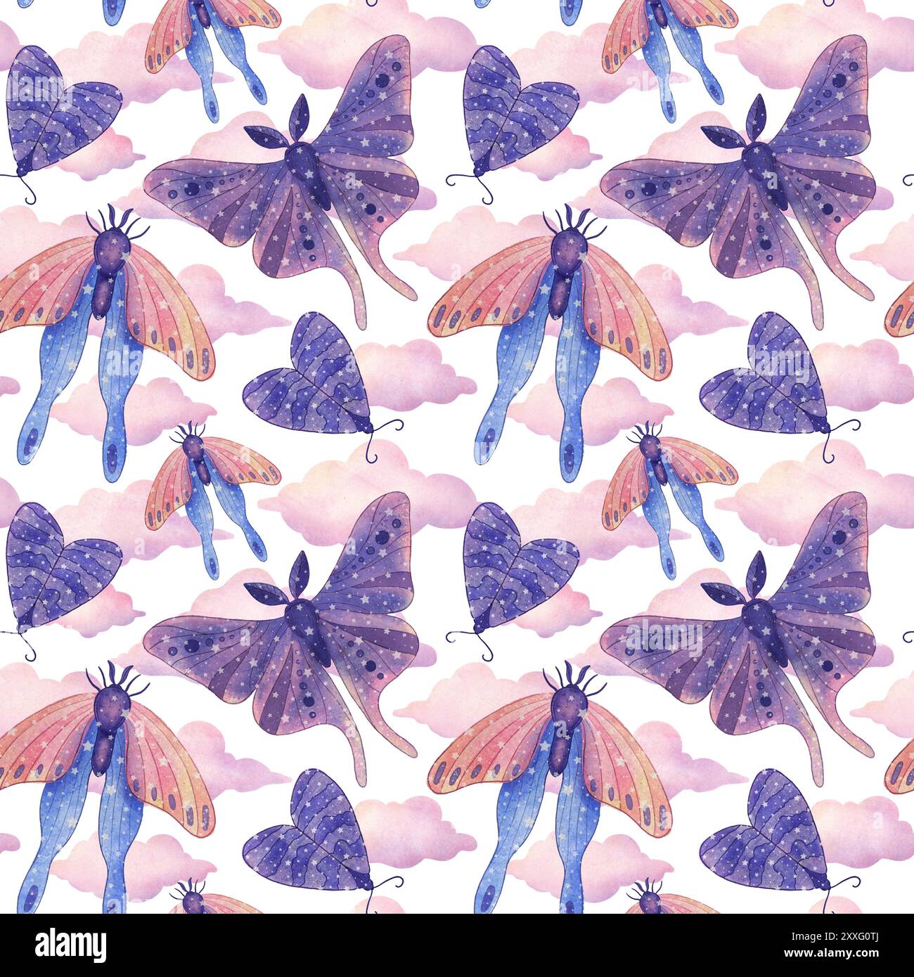 Elegant celestial seamless pattern with butterflies. Boho magic ...