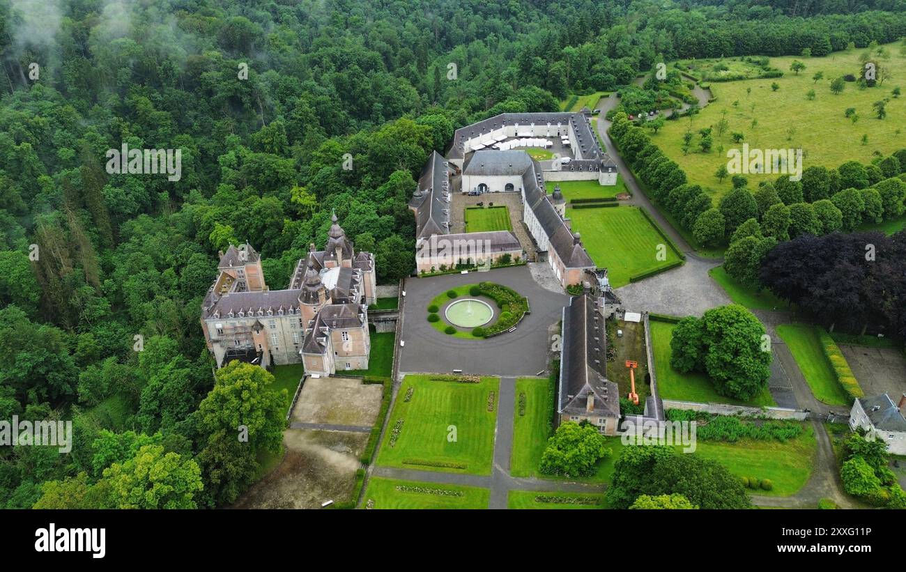 drone photo Modave castle belgium europe Stock Photo - Alamy