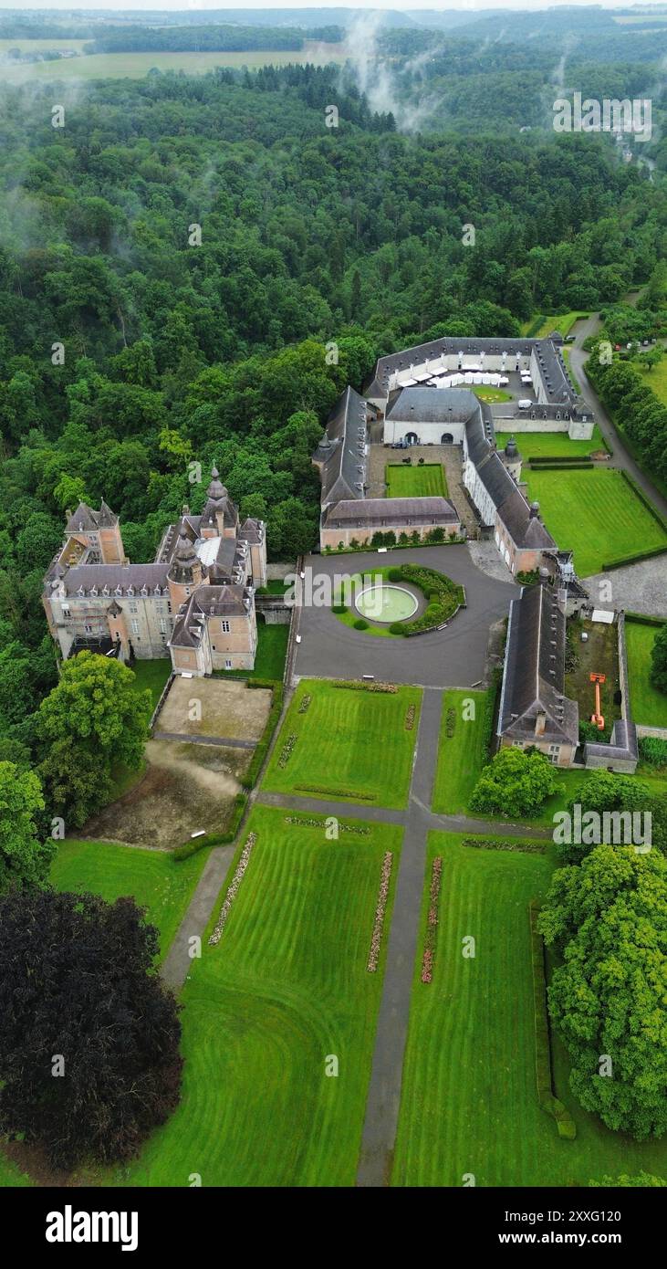drone photo Modave castle belgium europe Stock Photo - Alamy