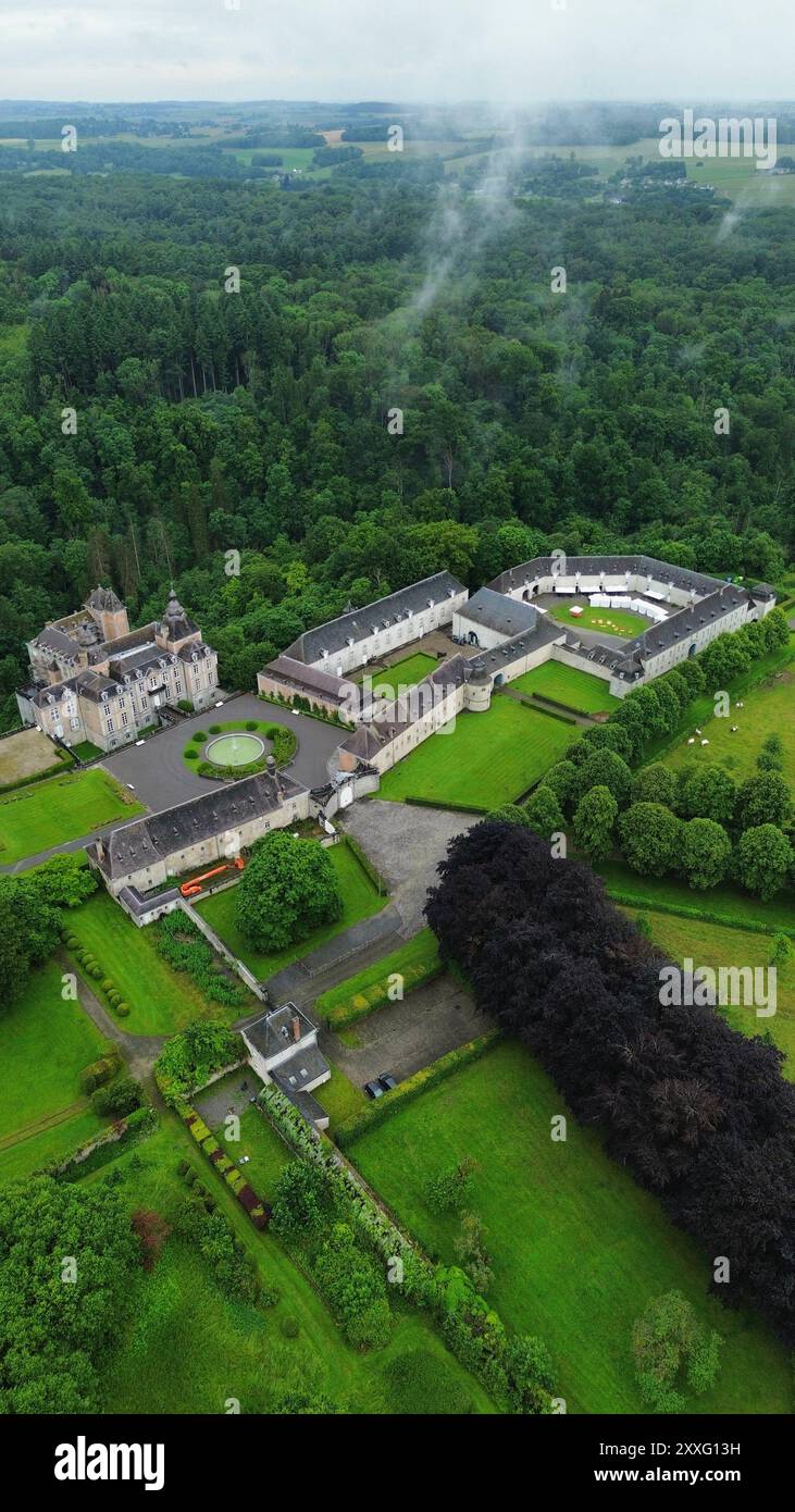 drone photo Modave castle Belgium europe Stock Photo - Alamy