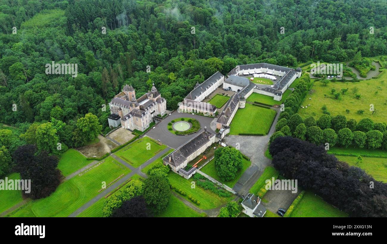 drone photo Modave castle Belgium europe Stock Photo - Alamy